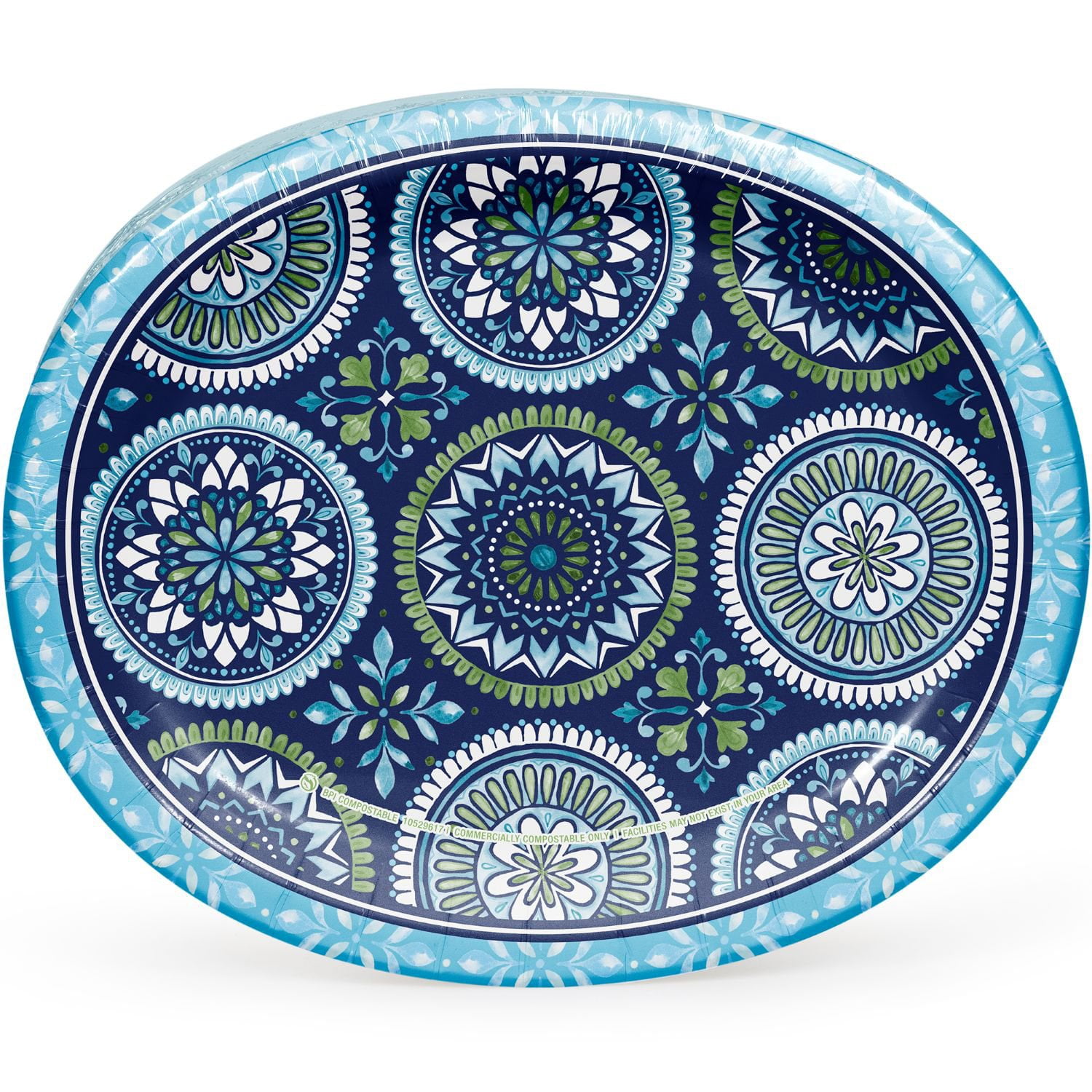 Member's Mark Mosaic Medallions Oval Paper Plates, 10" x 12", 50 ct ...