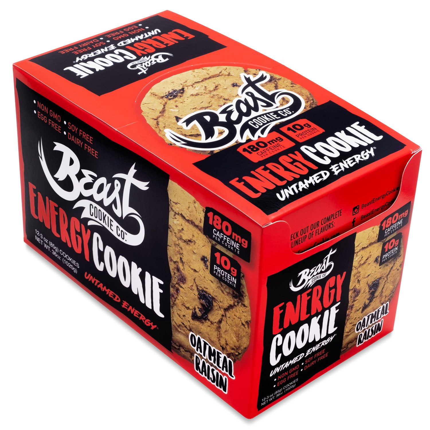 Beast Cookie Co. Energy Cookie, Untamed Energy, Oatmeal Raisin (12 ct ...