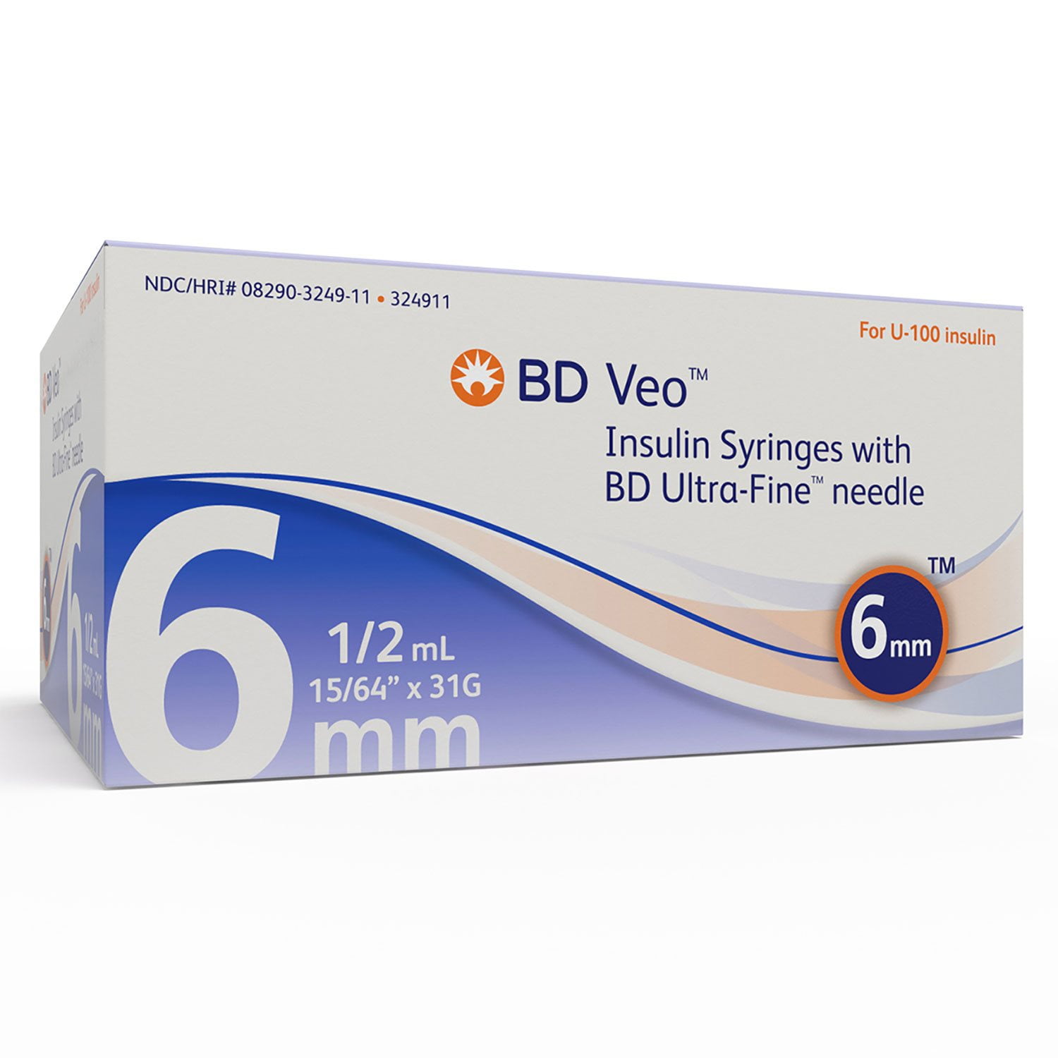 BD Veo Insulin Syringes With BD Ultra-Fine 6mm Needle (100 ct ...