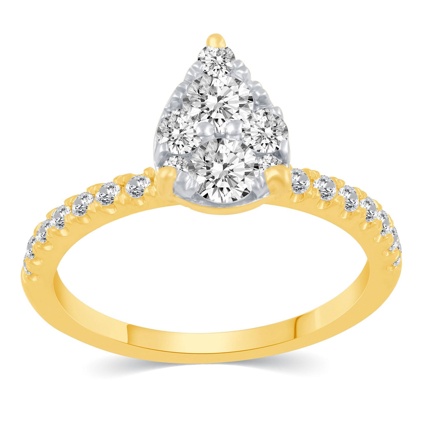 1.00 CT. T.W. Diamond Grand Pear Shaped Composite Engagement Ring in ...