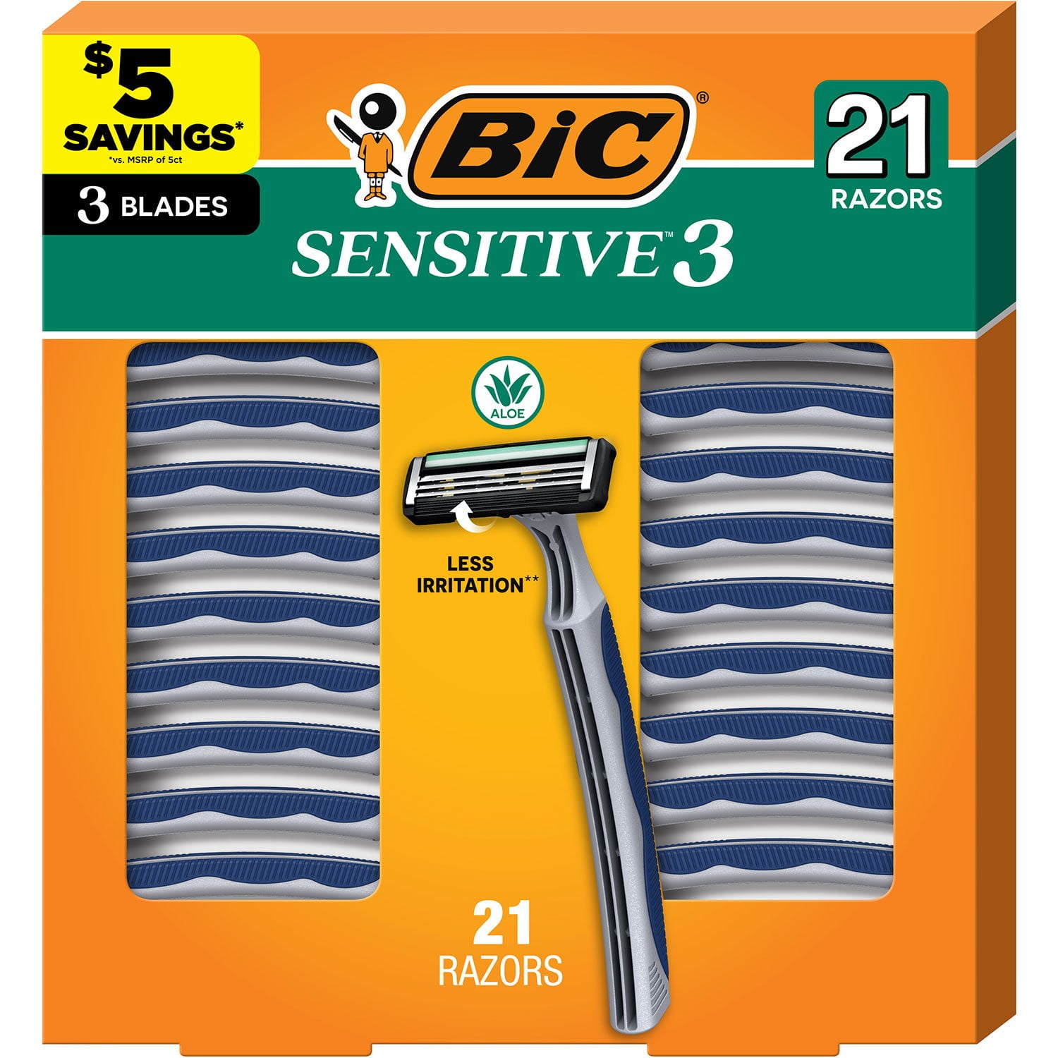 BIC Sensitive 3 Disposable Razors for Men, 3 Blade, 21 ct. - Samsclub.com