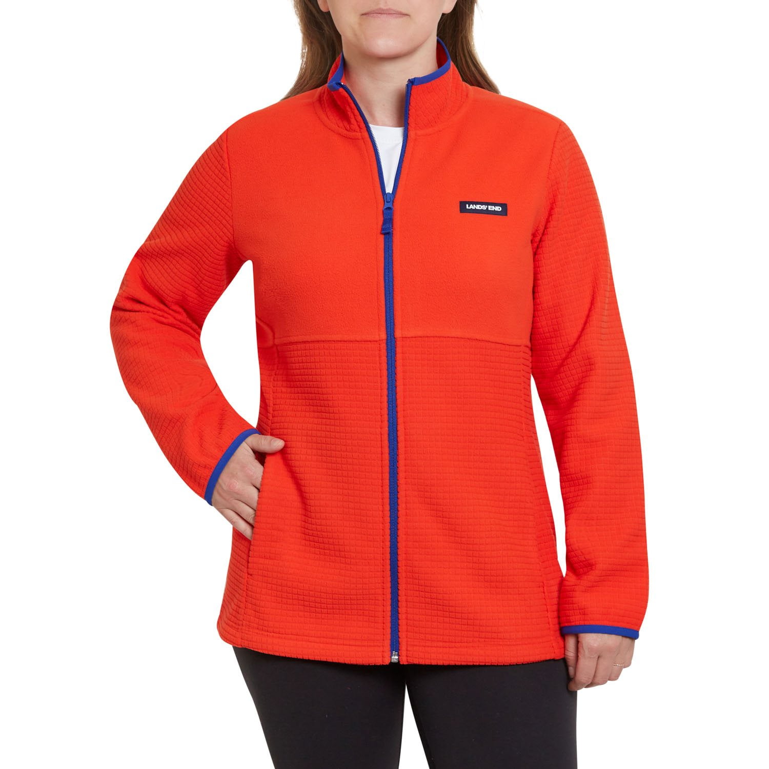 Lands' End Ladies Grid Fleece Zip Up Jacket - Samsclub.com