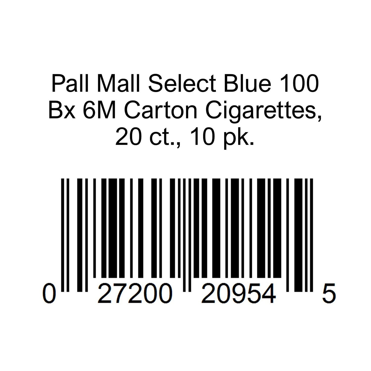 Pall Mall Select Blue 100 Bx 6M Carton Cigarettes, 20 ct., 10 pk ...