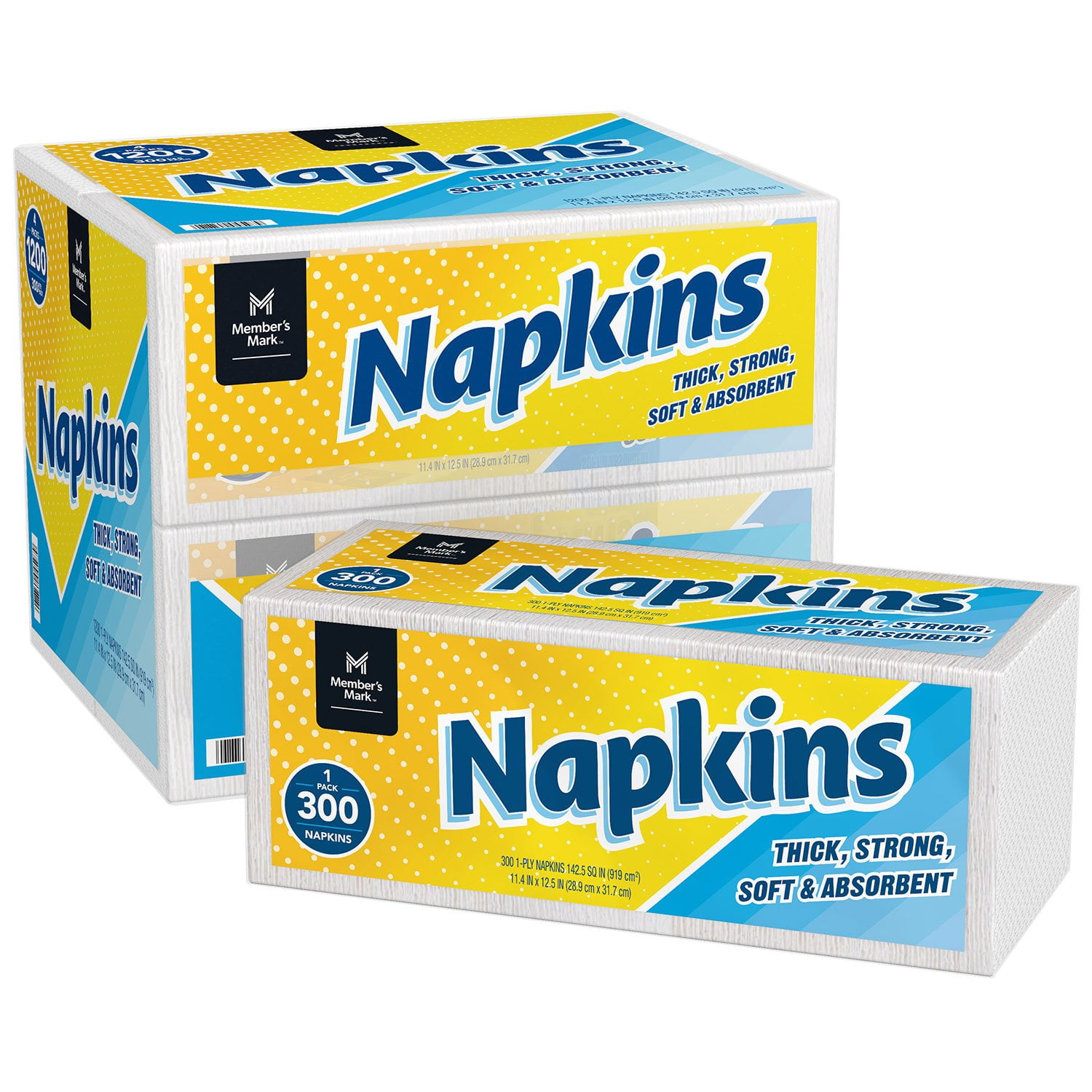 Member's Mark Everyday 1-Ply White Napkins 4 pks., 300 napkins/pk ...
