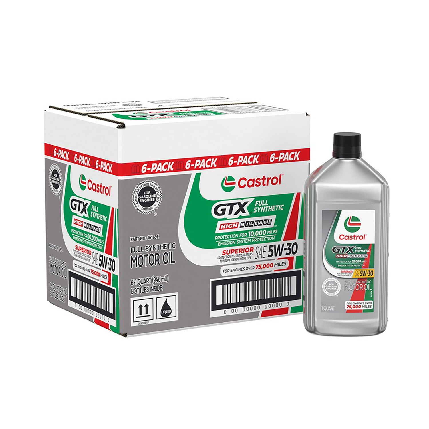 Castrol GTX Full Synthetic High Mileage Motor Oil 5W-30, 6 pack, 1 US ...
