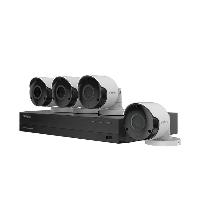 Wisenet 8-Channel 5MP DVR Surveillance System with 1TB Hard Drive, 4 ...