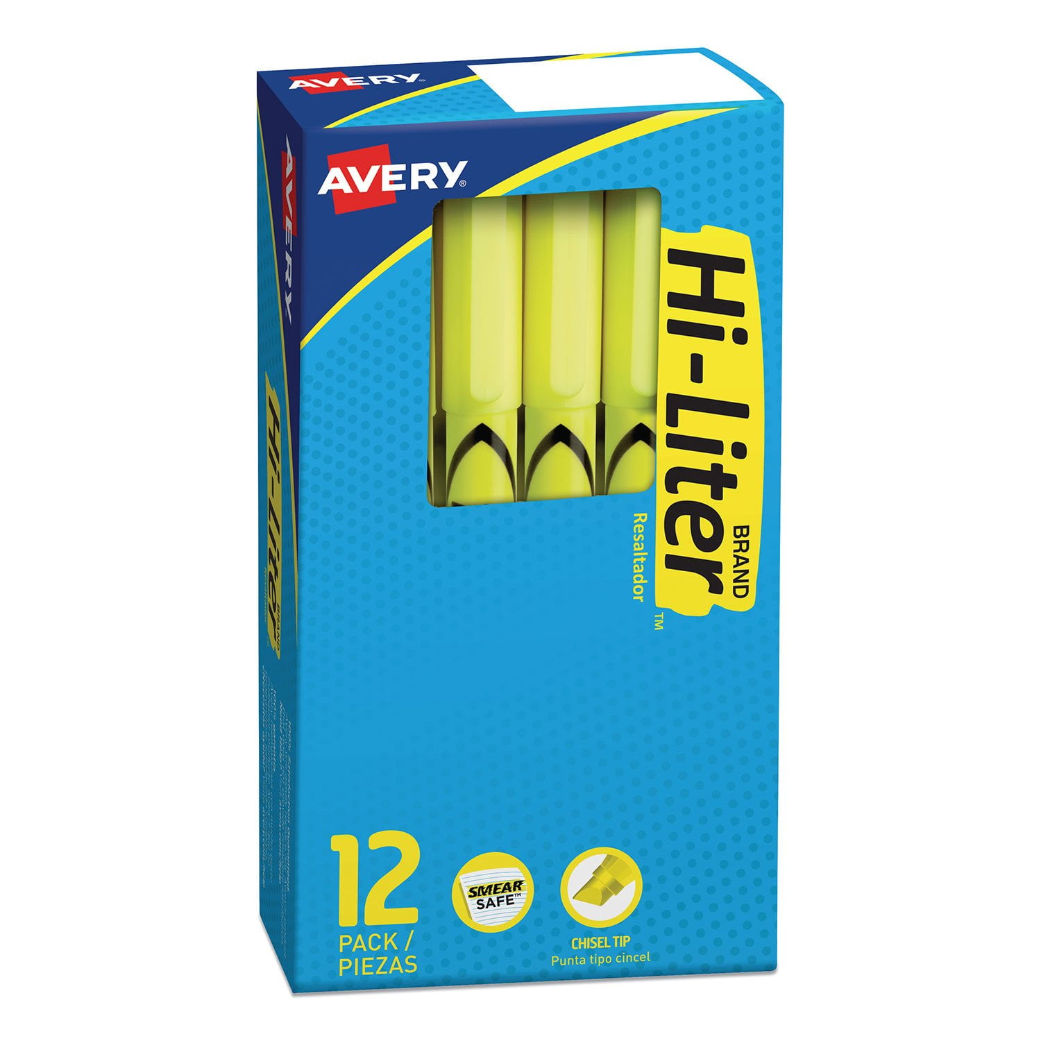 Avery HI-LITER Pen-Style Highlighters, Chisel Tip, Fluorescent Yellow ...