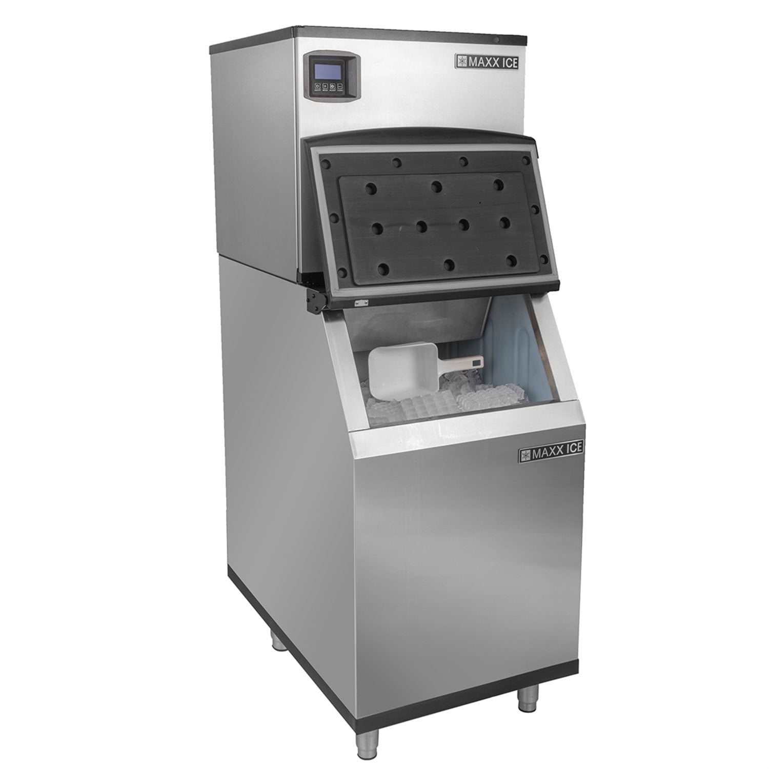 Maxx Ice 22" Commercial Half-Dice Ice Machine (360 lb.) with 310 lb ...