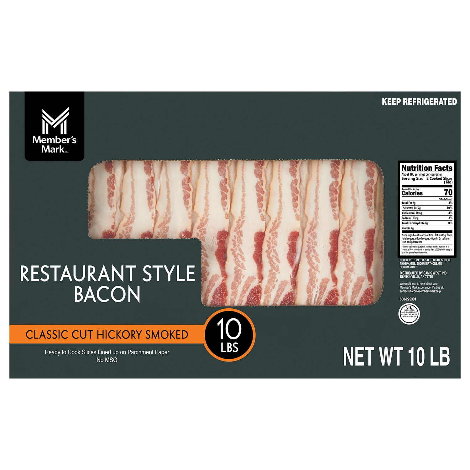 Member's Mark Restaurant Style Bacon, 10 lbs. - Samsclub.com