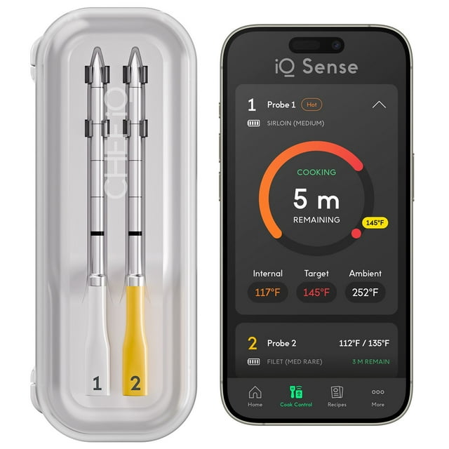 iQ Sense by Chef iQ Smart Wireless Cooking Thermometer with 2 Probes ...