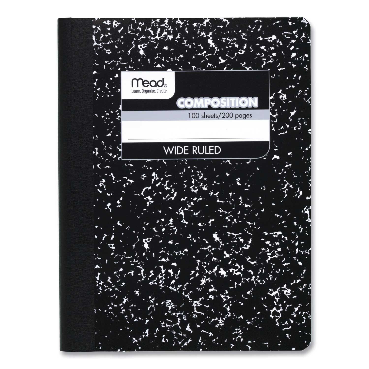 Mead Black Marble Composition Book - Wide Rule - 9-3/4 x 7-1/2 - 100 ...