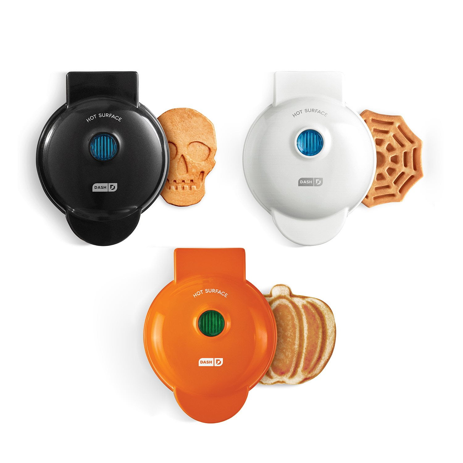 Dash Halloween Mini Waffle Set, includes Pumpkin, Skull and Spider Web ...