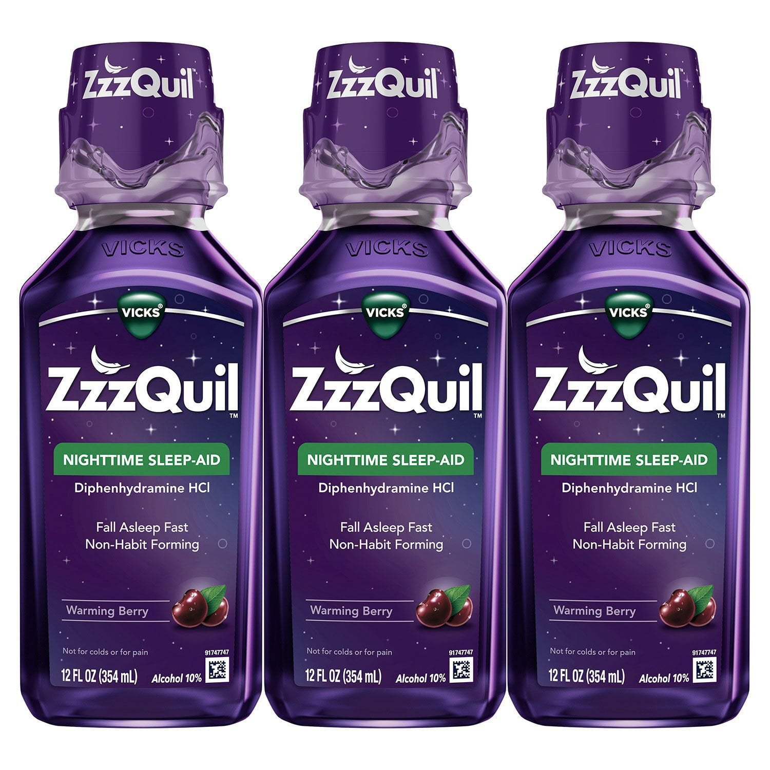 ZzzQuil Nighttime Sleep-Aid Liquid, Berry, 12 fl. oz., 3 pk. - Samsclub.com
