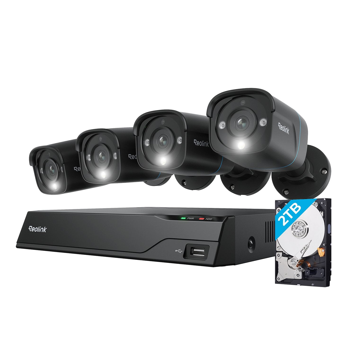 Reolink Advantage 4K 8MP Black Bullet Cameras with 8-Channel 2TB NVR ...