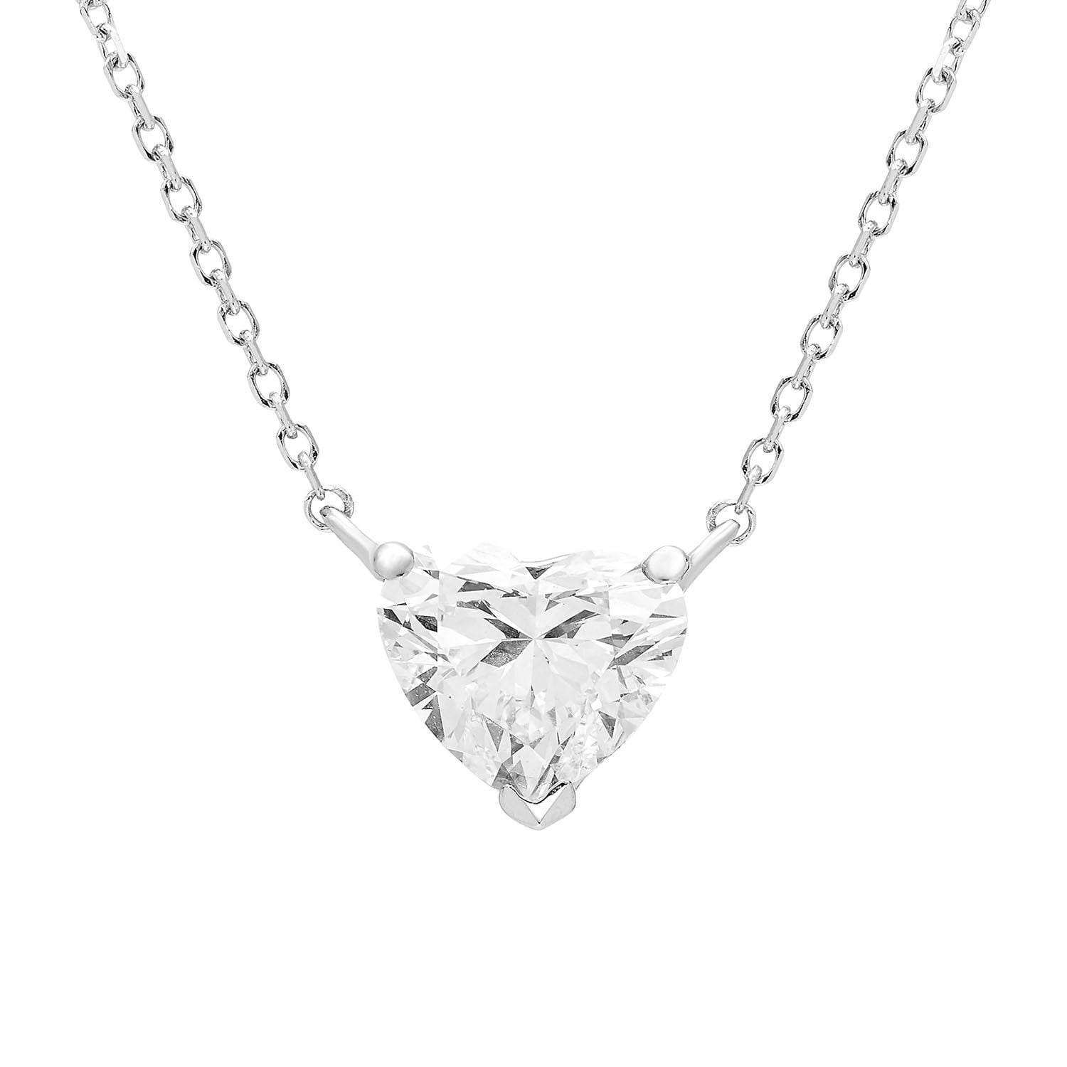 1.00 CT.T.W. Heart Cut Lab Created Diamond Solitaire Necklace in 14K ...
