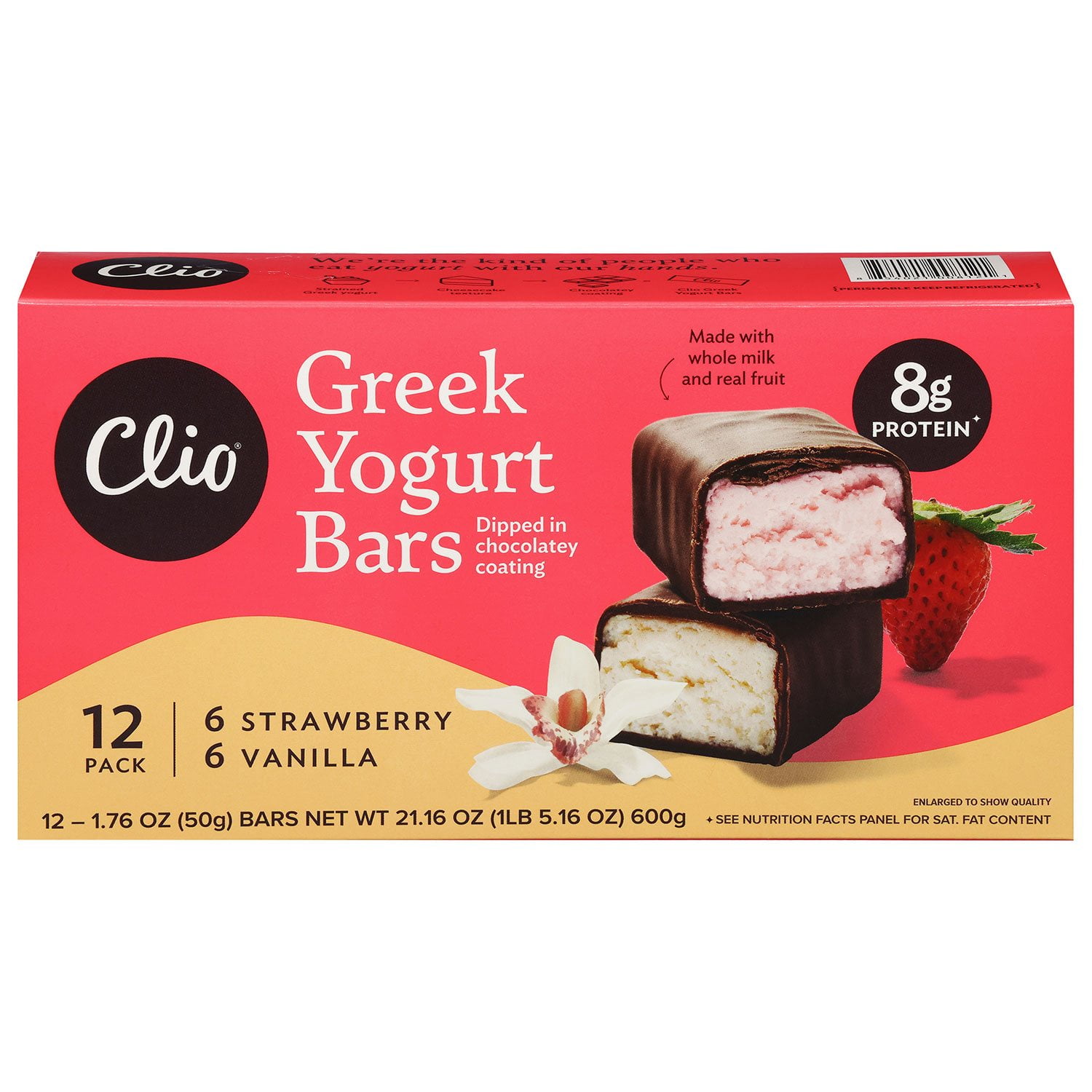 Clio Greek Yogurt Bar, Strawberry & Vanilla, 12 pk. - Samsclub.com