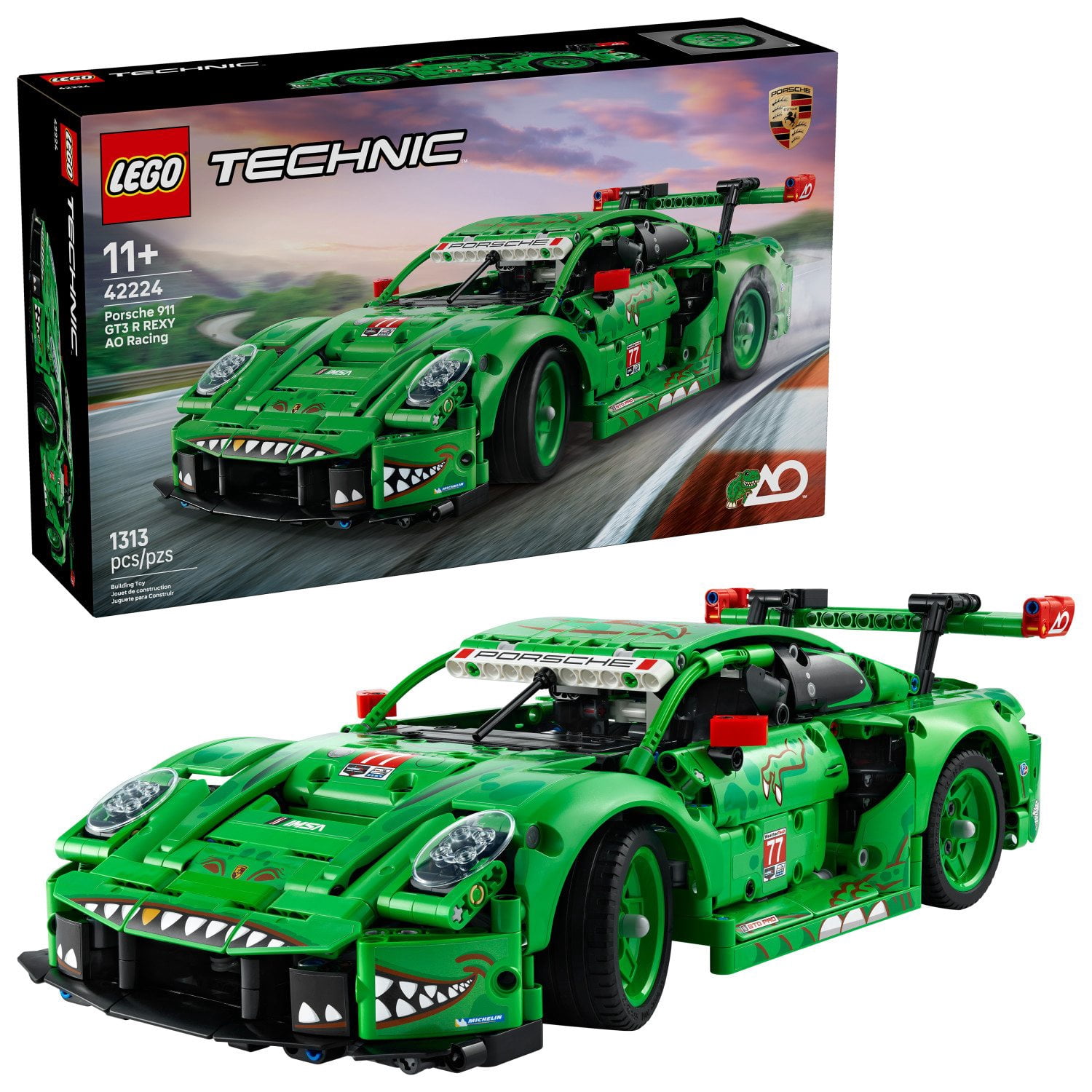 LEGO Technic Porsche 911 GT3 R REXY AO Racing Car Building Set, 1313 pc ...