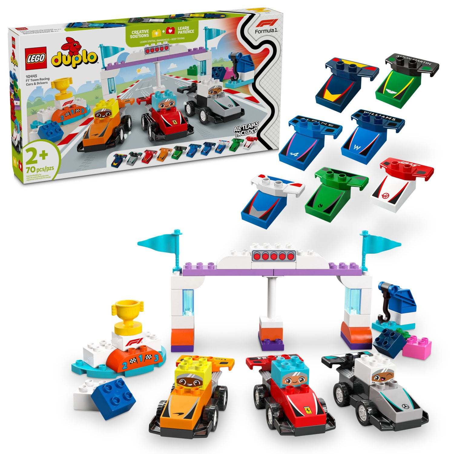 LEGO DUPLO Town F1 Team Race Cars & Drivers Building Toy, 70 pcs ...