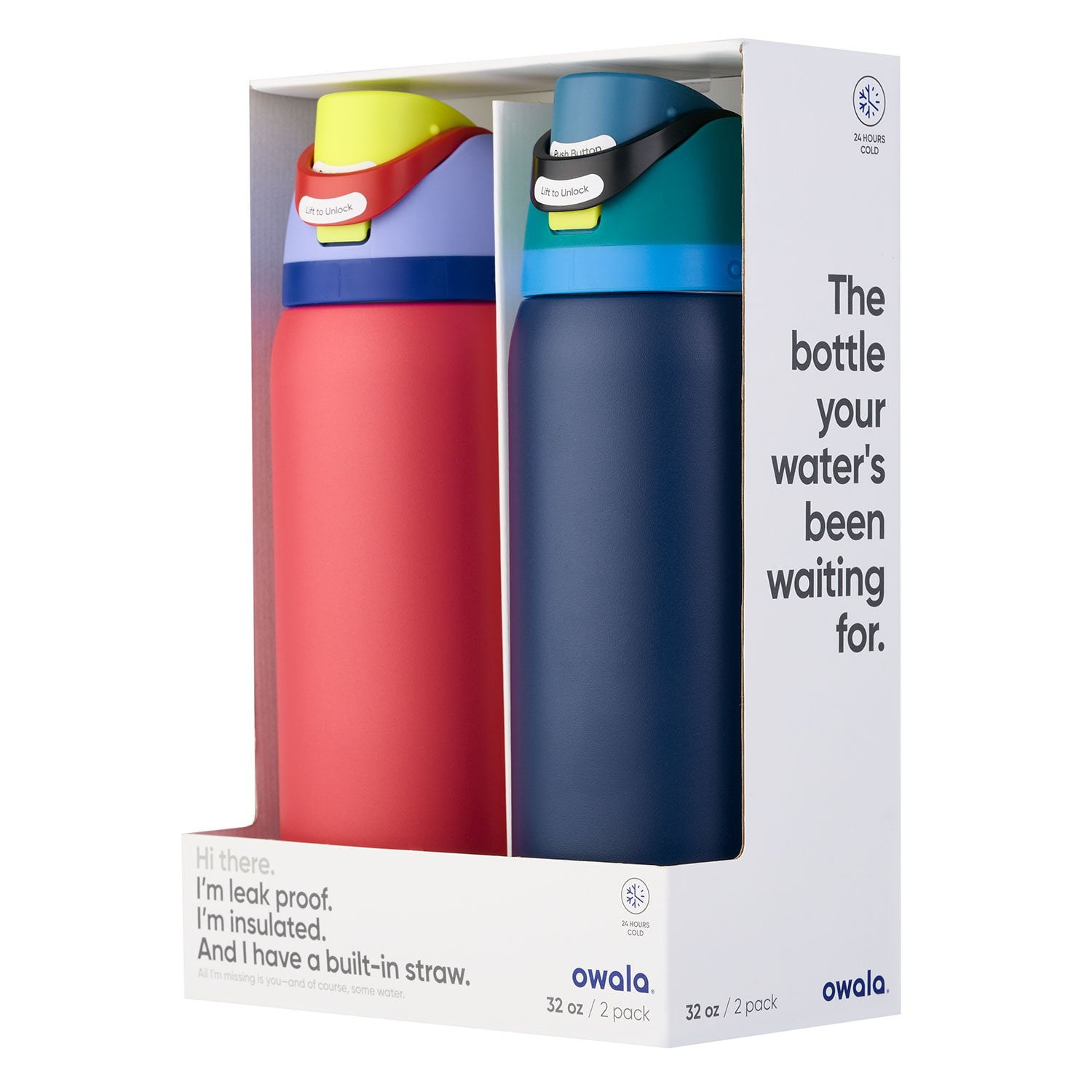 Owala FreeSip 32-oz. Stainless Steel Water Bottle + 2 Bonus Straws ...