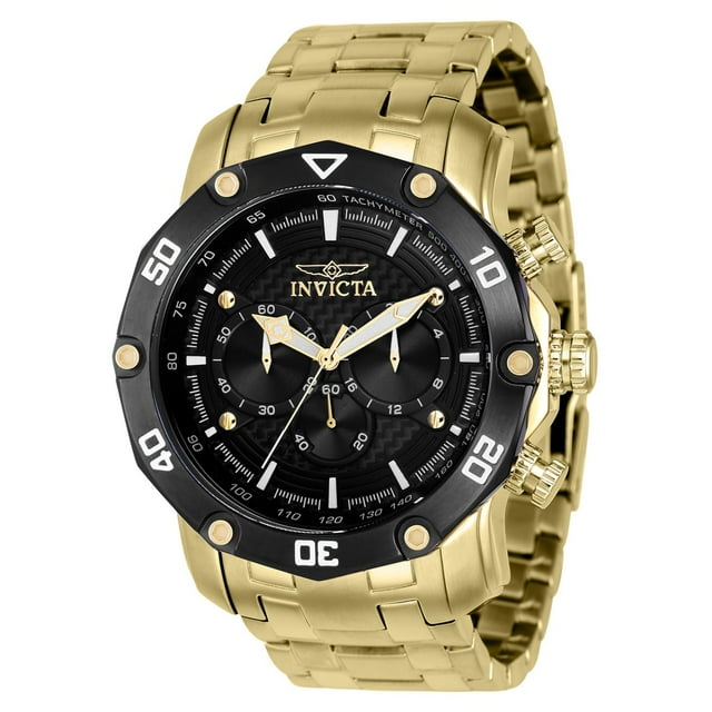 Invicta Men's Pro Diver Quartz 50mm Gold Tone Stainless Steel, Black ...
