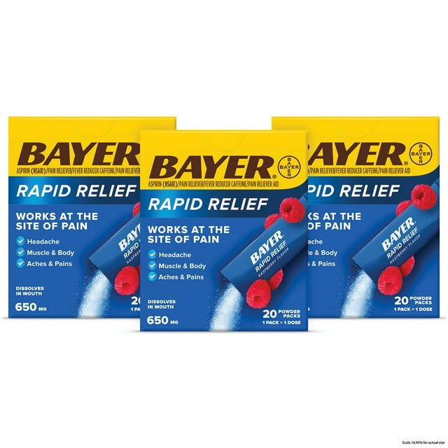 Bayer Rapid Relief Powder Packs with Aspirin & Caffeine, 60 ct ...