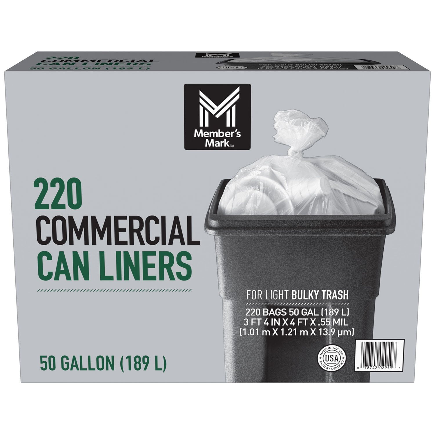 Member's Mark 50-Gallon Commercial Can Liners, 220 ct. - Samsclub.com