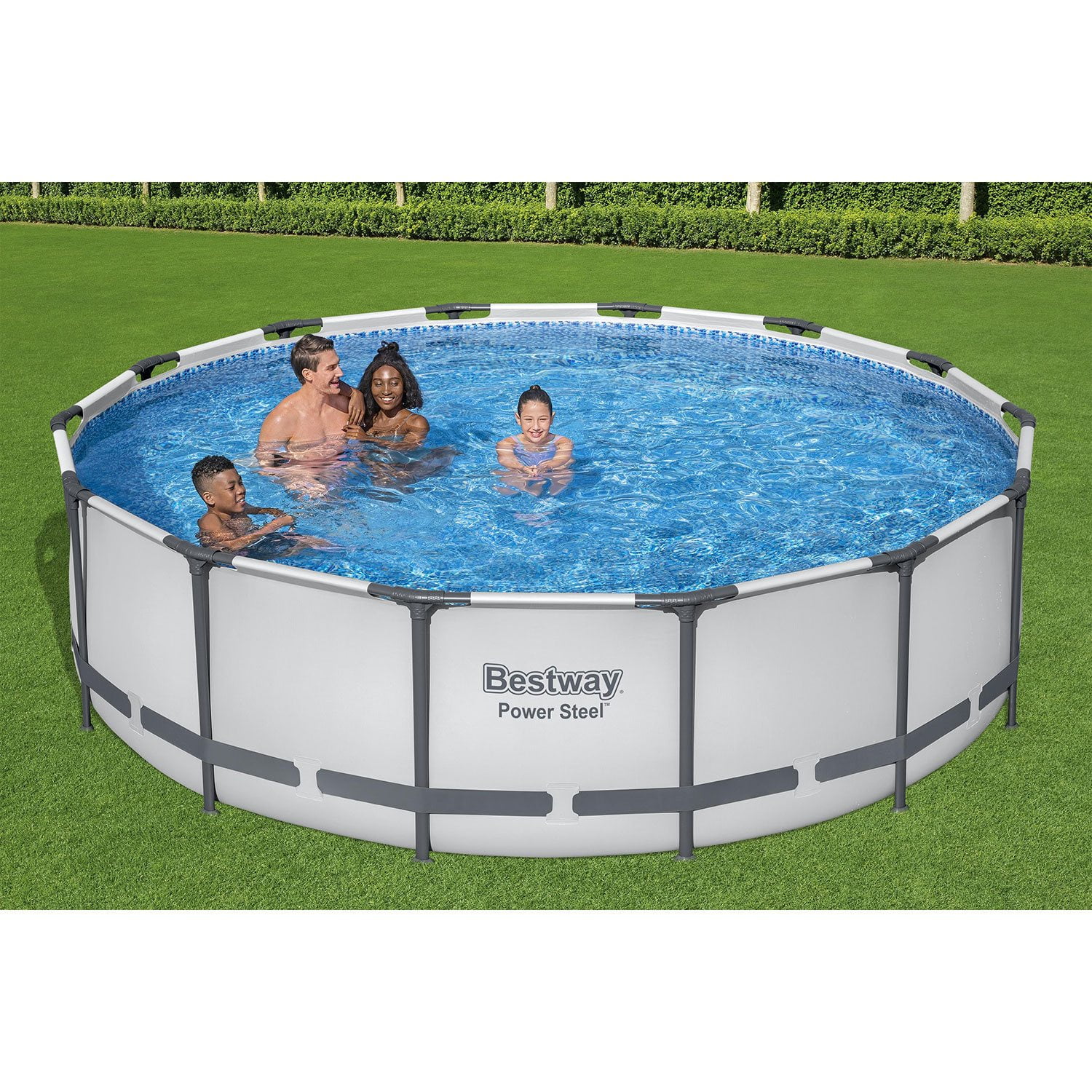Bestway Power Steel Round Above Ground Pool Set, L 14’ x W 42 ...