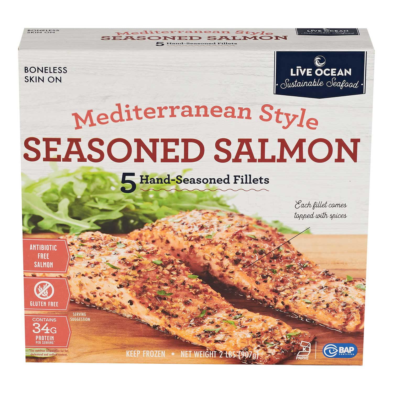Live Ocean Mediterranean Style Seasoned Coho Salmon, Frozen, 5 ct ...