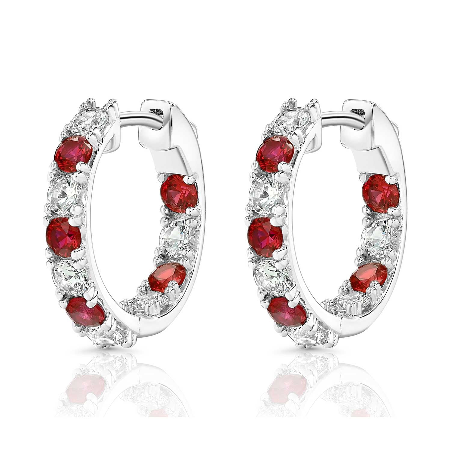 Lab Created Gemstone Huggie Hoop Earrings in Sterling Silver - Samsclub.com