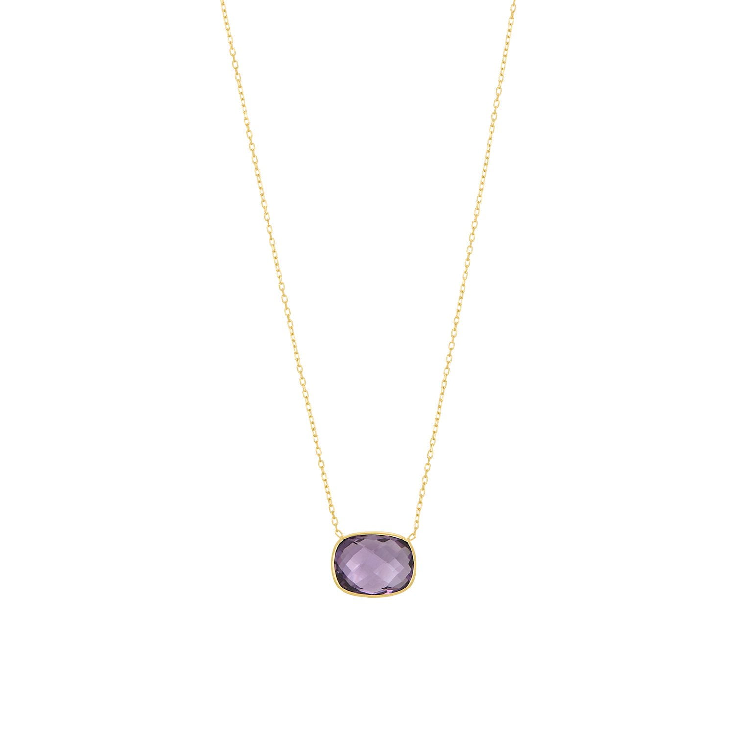 Cushion Cut Gemstone Bezel Set Necklace in 14K Gold - Samsclub.com
