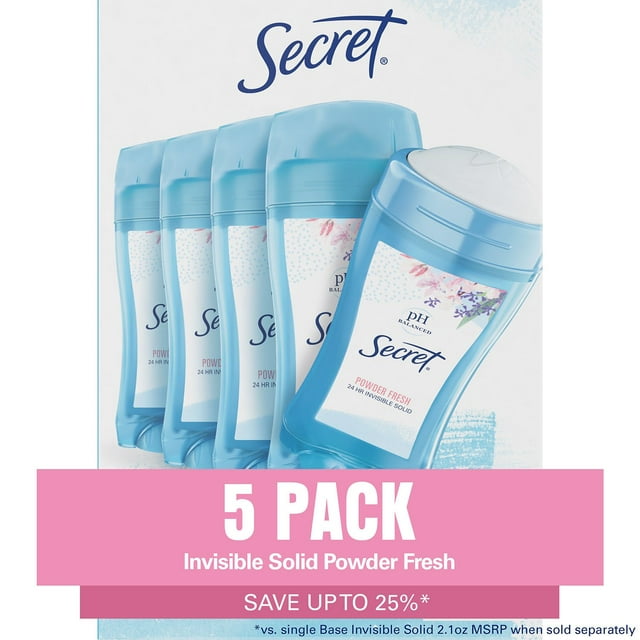 Secret Invisible Solid Antiperspirant and Deodorant, Powder Fresh, 2.1 ...