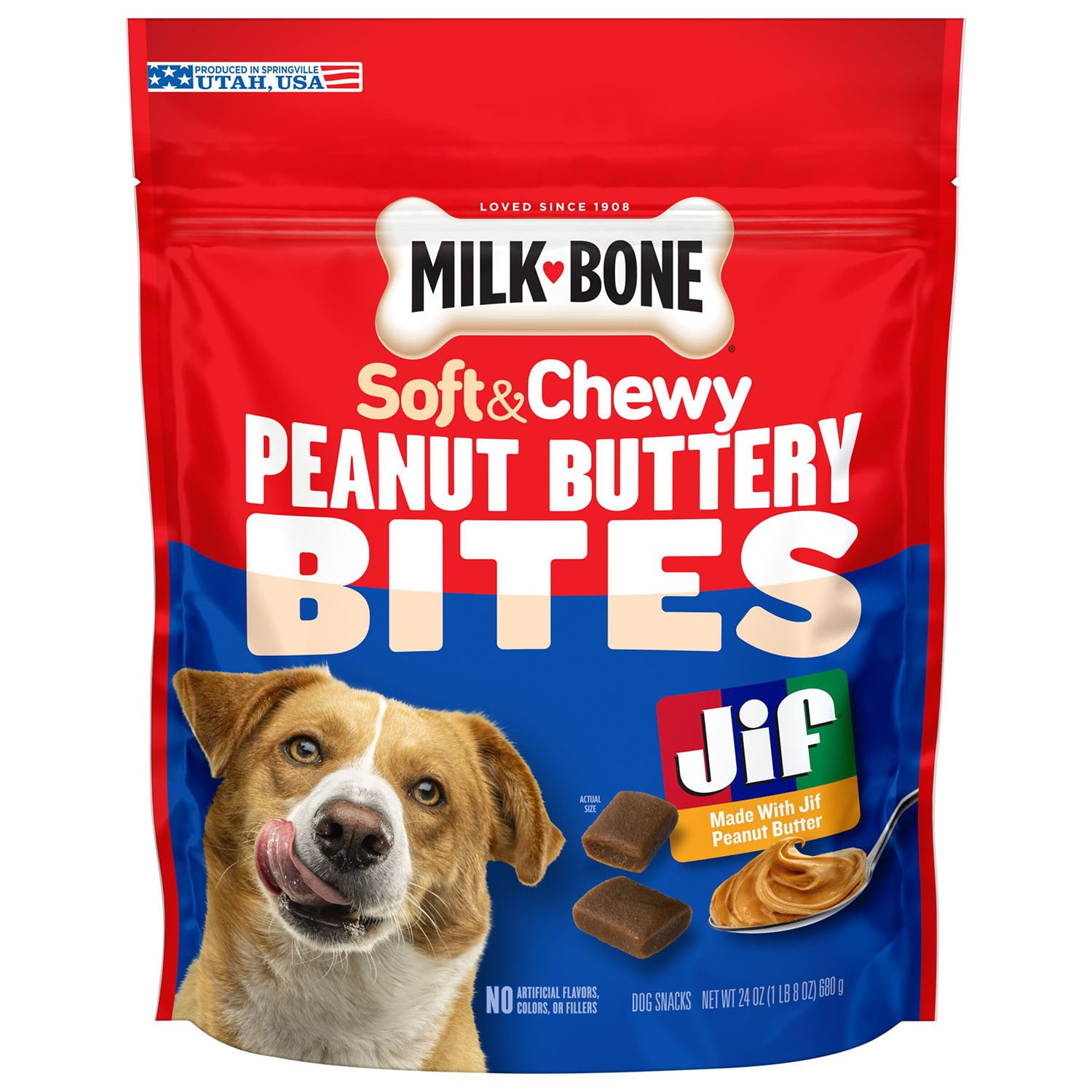 Milk-Bone Soft & Chewy Peanut Buttery Bites Dog Treats with Jif Peanut ...