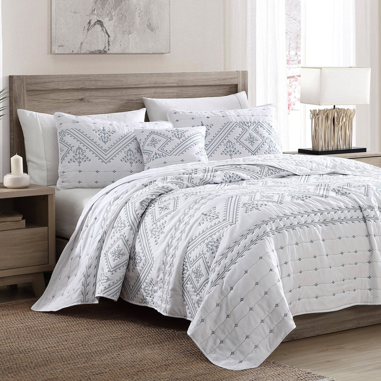 Brielle Home Cross Stitch Quilt Set, Assorted Sizes and Colors ...