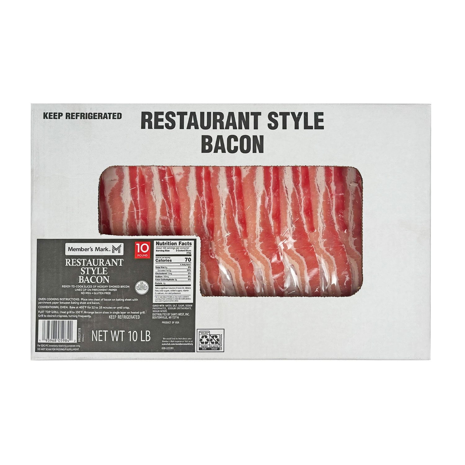 Member's Mark Restaurant Style Bacon, 10 lbs. - Samsclub.com