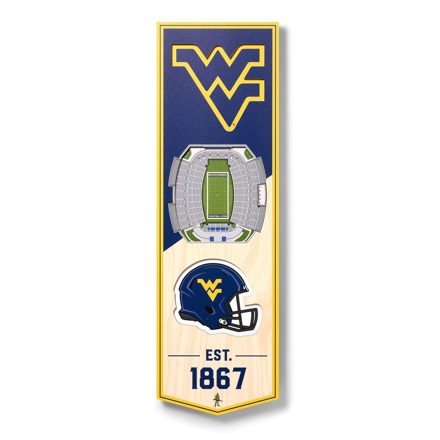YouTheFan West Virginia Mountaineers 6"x19" 3D Stadium View Banner ...