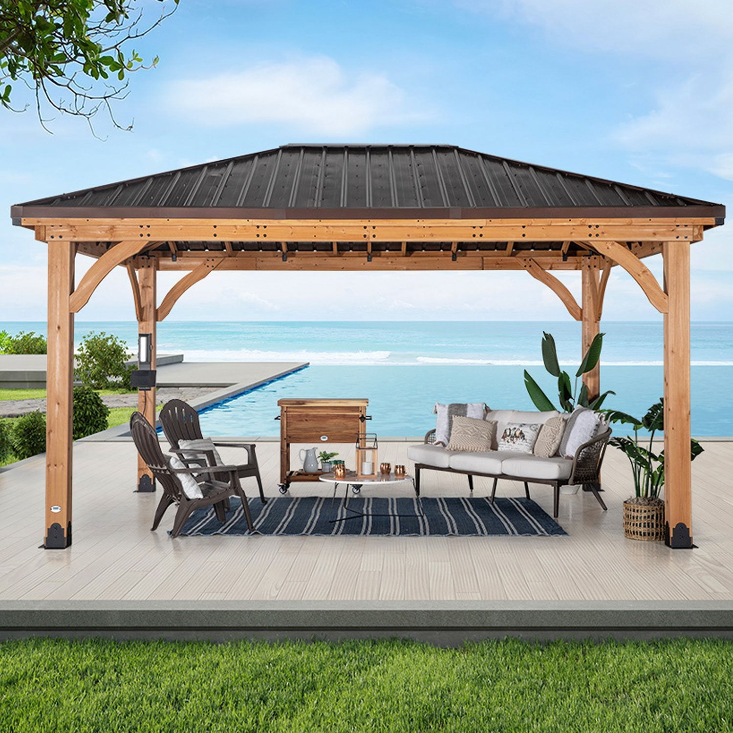 Backyard Discovery Barrington Cedar Gazebo with Powerport, Choose Size ...