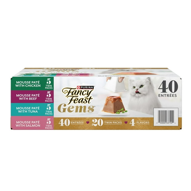 Purina Fancy Feast Gems Pate Mousse Cat Food, Variety Pack, 40 ct ...