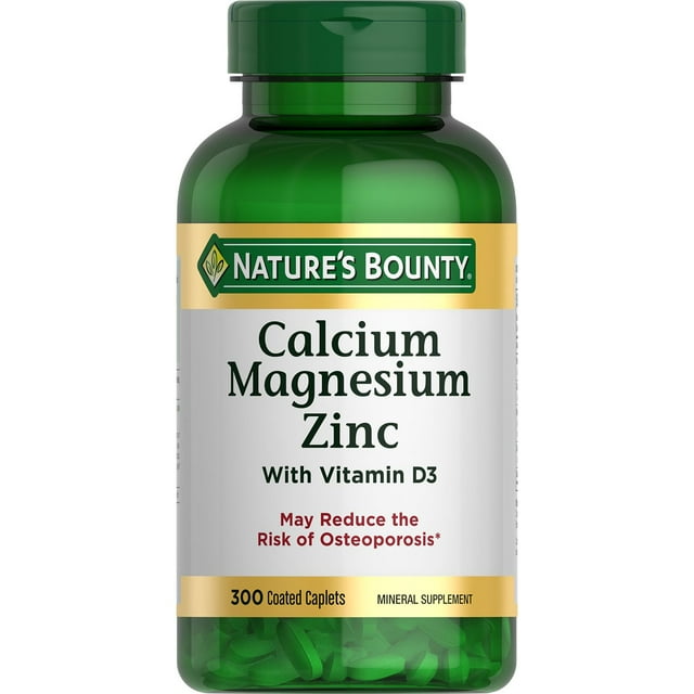 Nature's Bounty Calcium, Magnesium, Zinc Coated Caplets, 300 ct ...