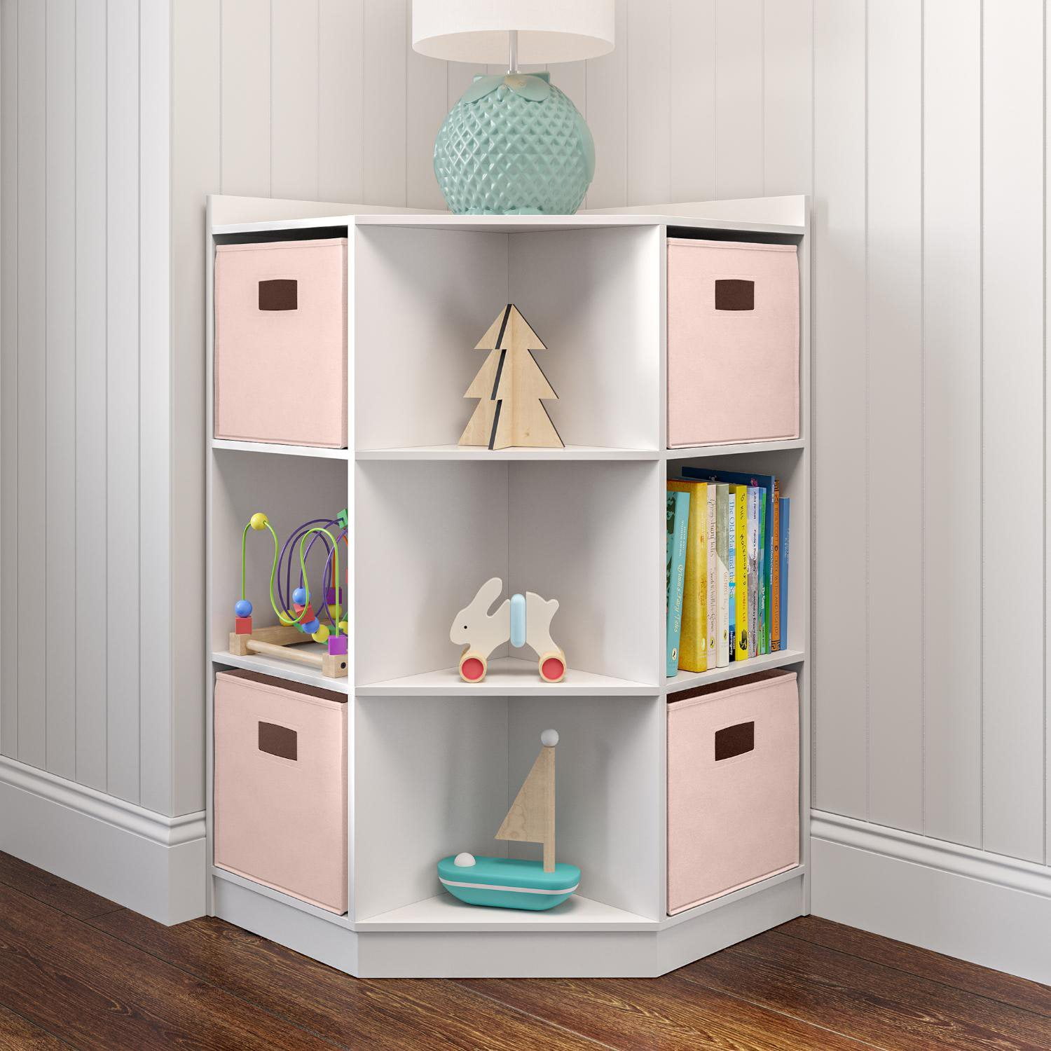 RiverRidge Kids Corner Playroom 6 Cubby Cabinet with 4 Folding Storage ...