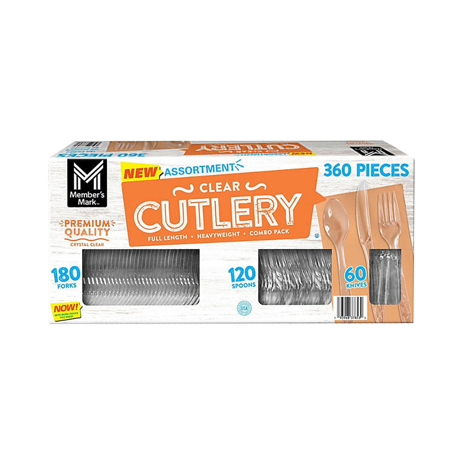 Member's Mark Clear Cutlery Combo Pack, Forks, Knives, Spoons 360 ct ...