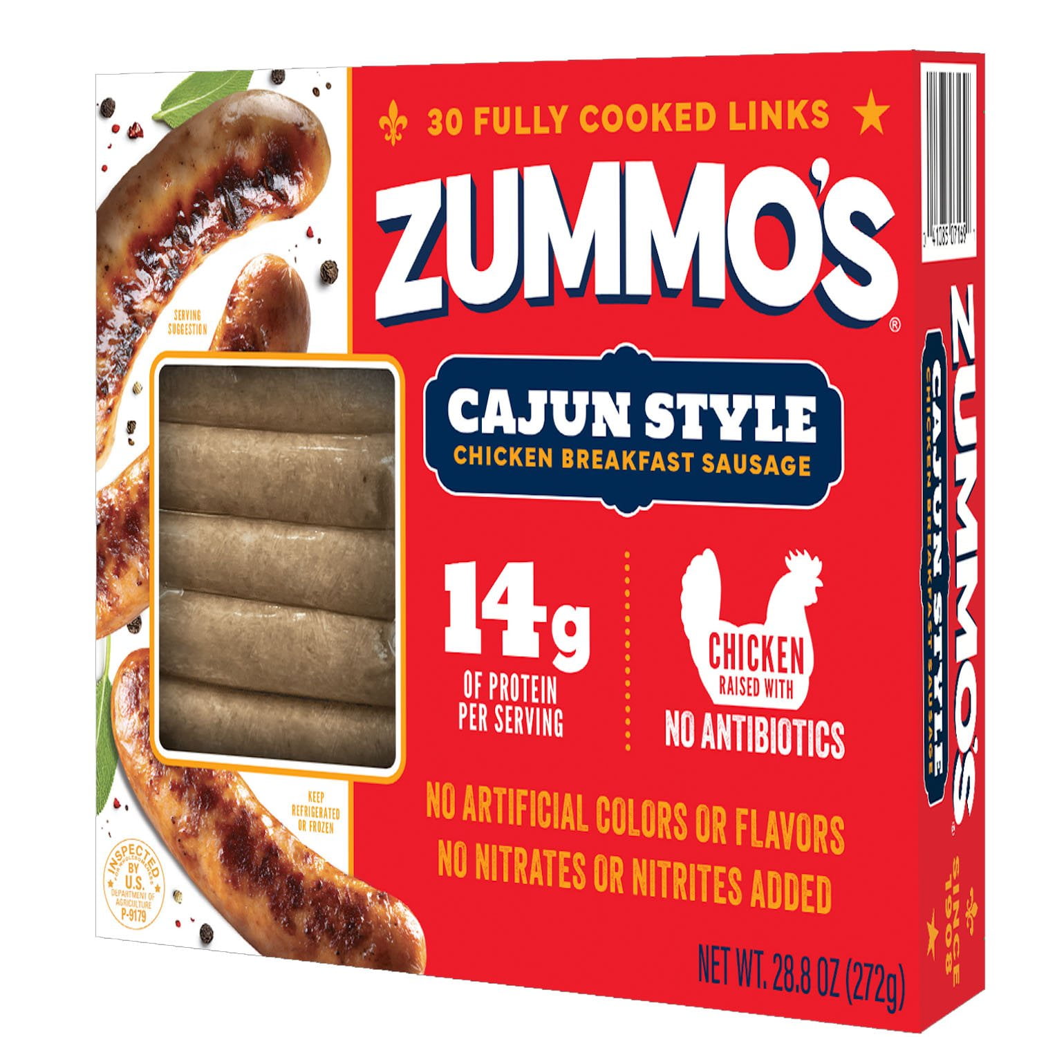 Zummo's Cajun Style Chicken Breakfast Sausage Links, 0.96 oz. each, 30 ...