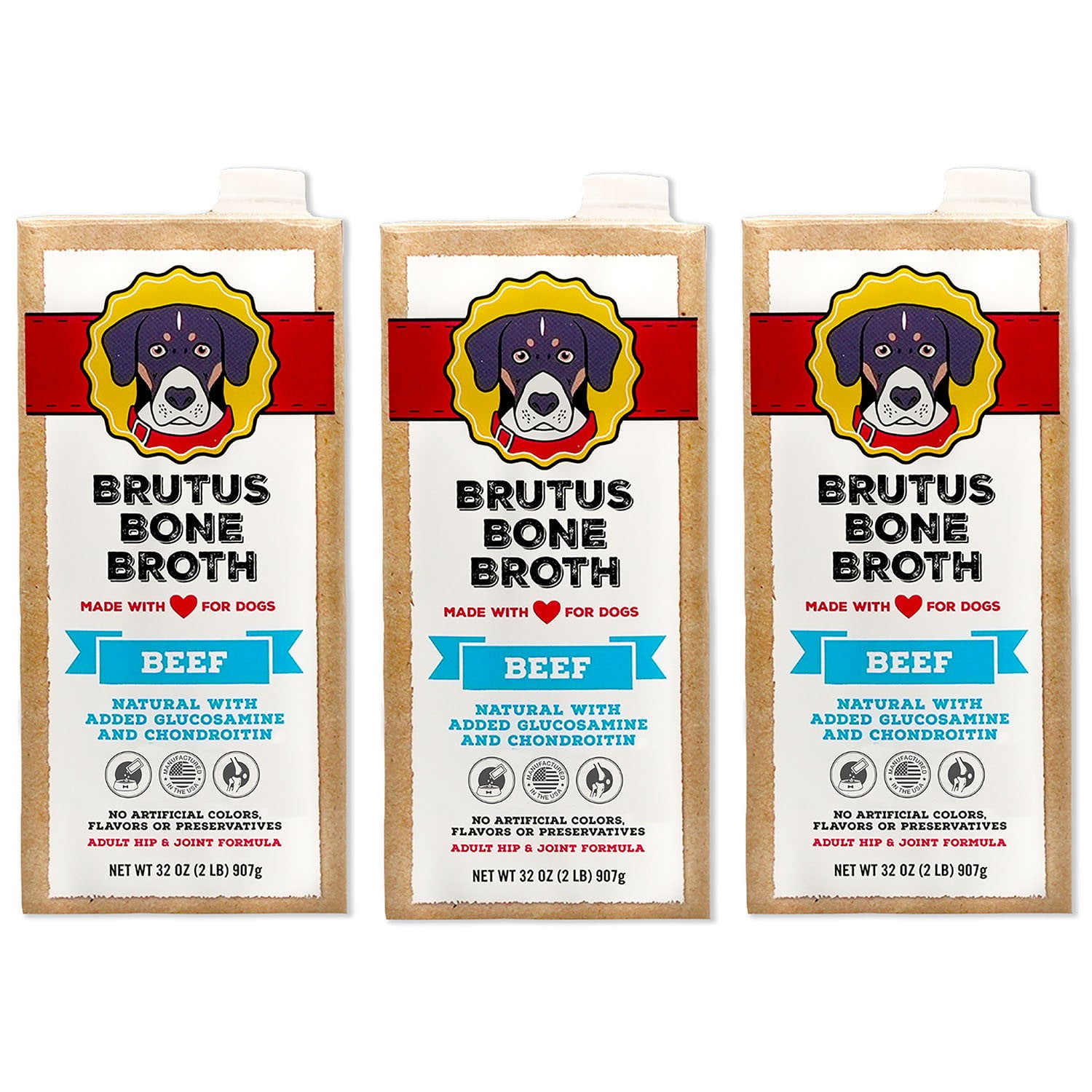 Brutus Bone Broth, Beef Bone Broth Adult Dog Meal Topper, 32 oz., 3 pk. - Samsclub.com