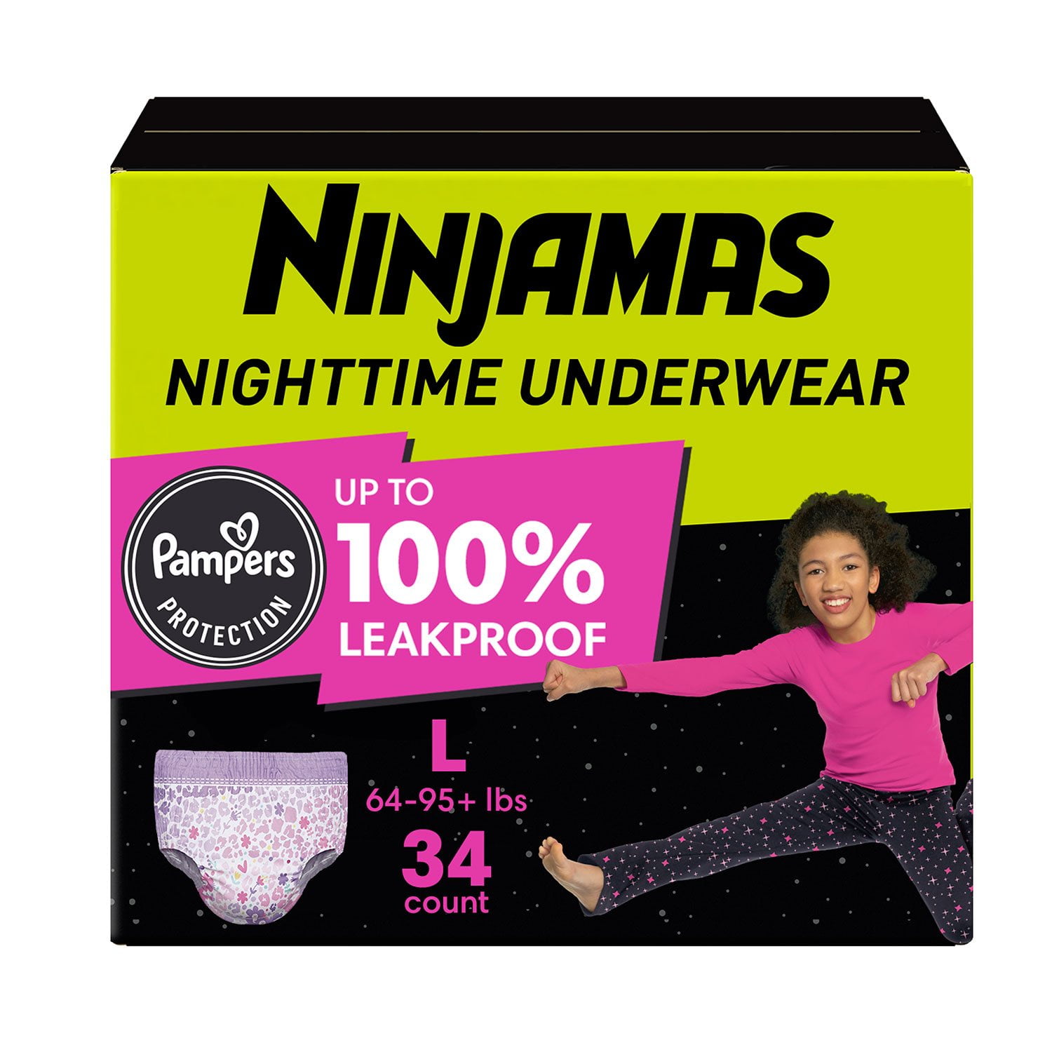 Ninjamas Nighttime Bedwetting Underwear for Girls, Sizes Small-Extra ...
