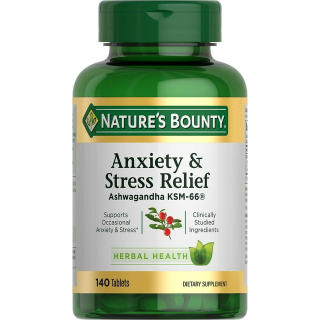 Nature's Bounty Anxiety & Stress Relief Ashwagandha KSM-66 Supplement ...