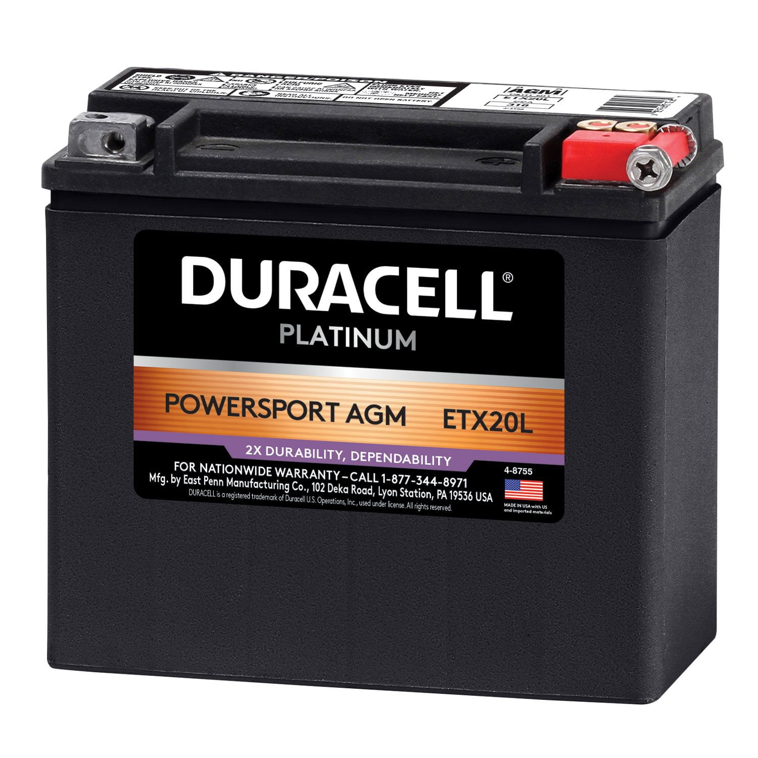 Duracell AGM Powersport Battery, Group Size ETX20L 310 - Samsclub.com