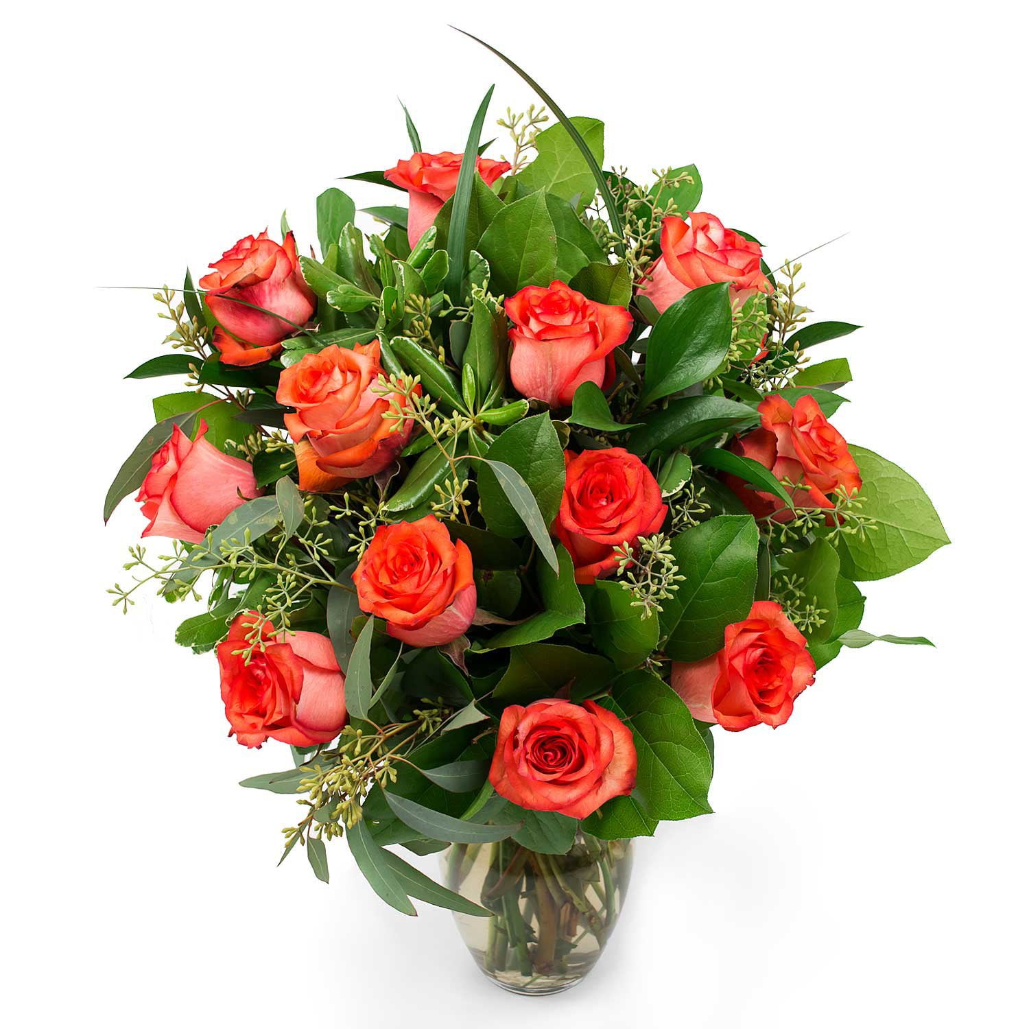 Member's Mark Roses and Greenery Vase Arrangement, Choose color and ...