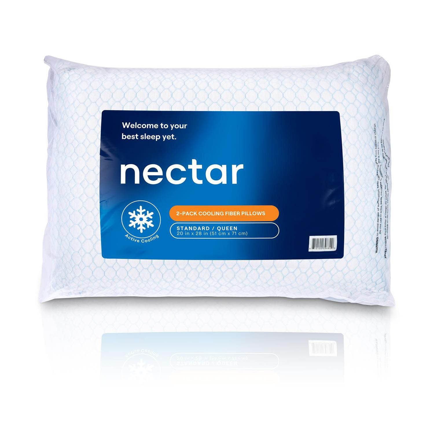 Nectar 2-Pack Cooling Down Alternative Microfiber Pillows, Standard ...