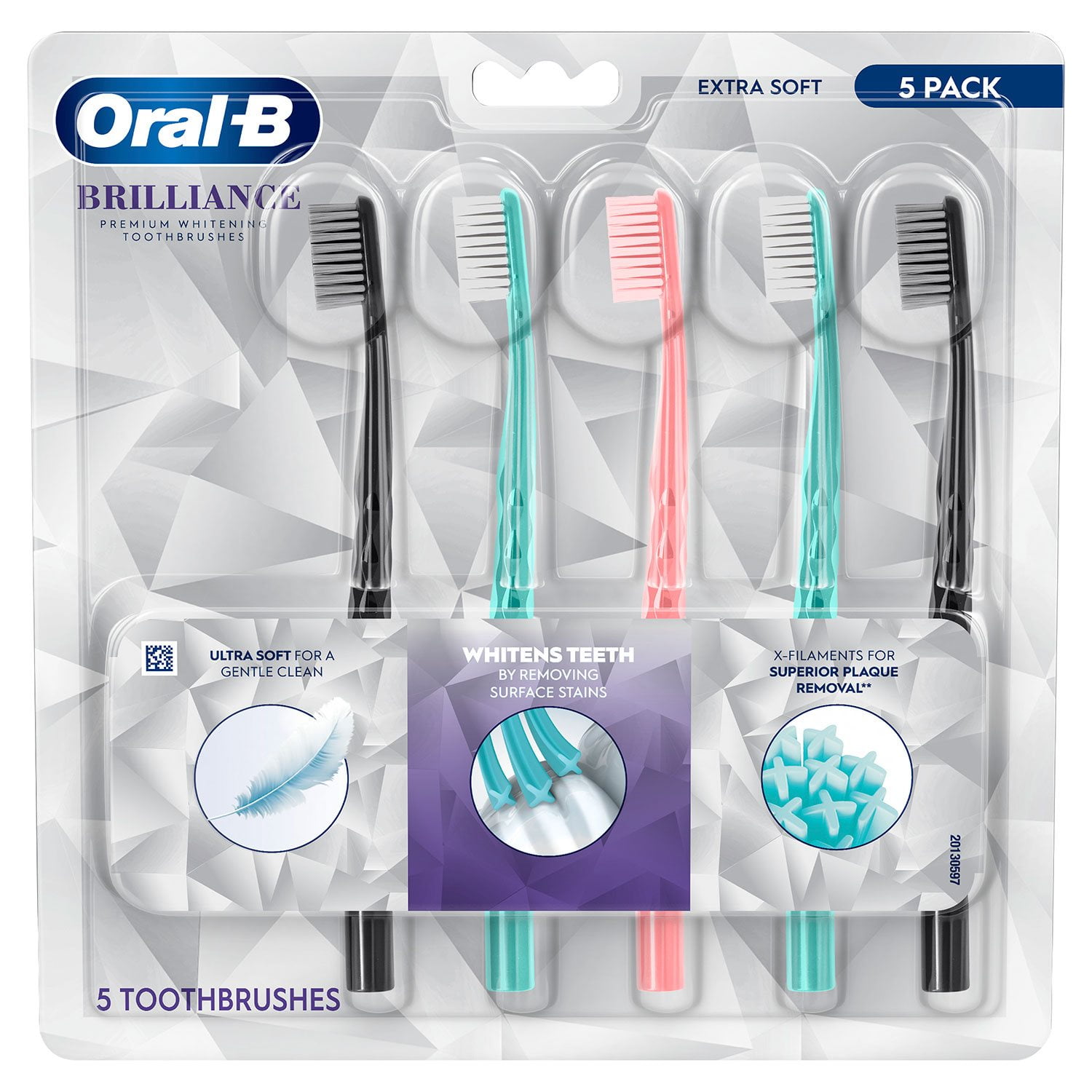 Oral-B Brilliance Whitening Toothbrush with X Filaments, Extra Soft, 5 ...