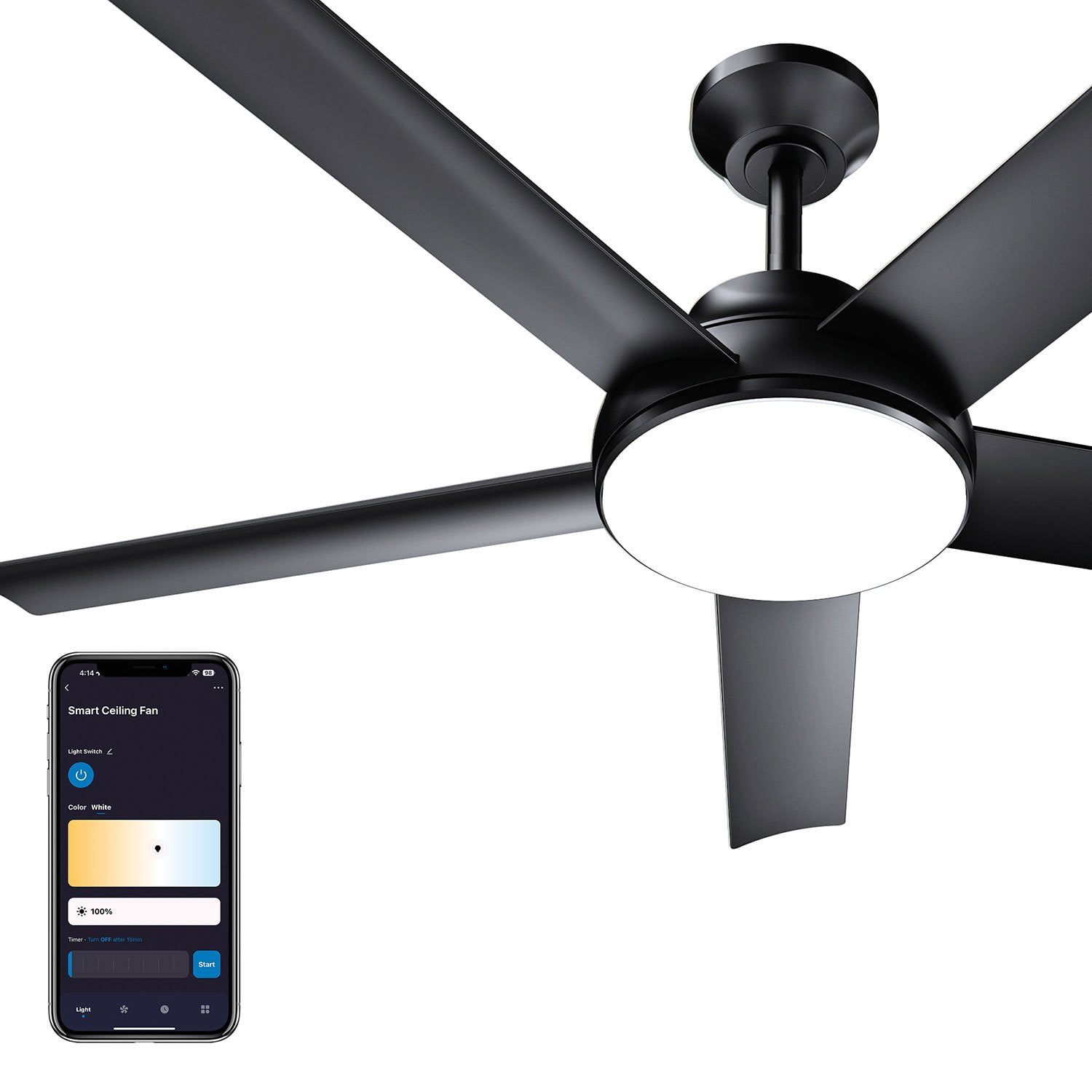 Atomi Smart Luminus 52” 5-Blade Indoor Ceiling Fan with RGB Light & App ...