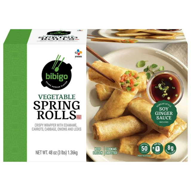 Bibigo Vegetable Spring Roll with Ginger Sauce, Frozen, 48 oz ...